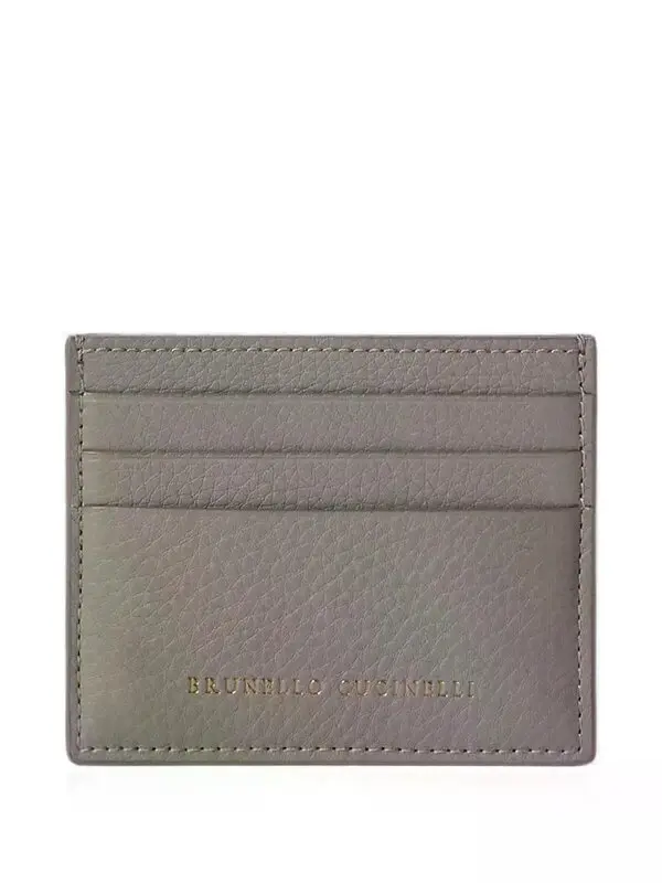 Brunello Cucinelli Grained Calfskin Card Case - Grey