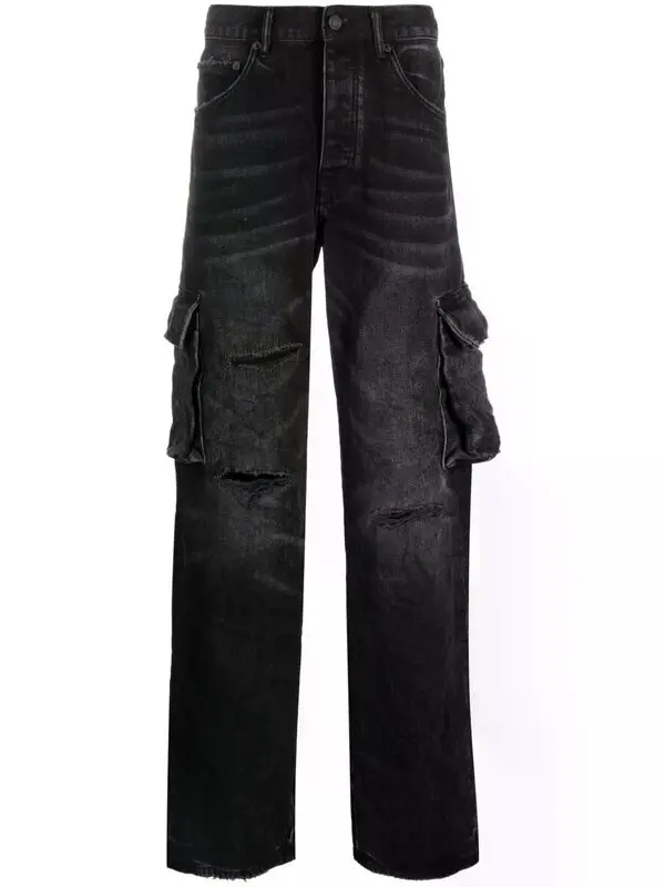 PURPLE BRAND P011 Distressed Straight-leg Jeans - Black