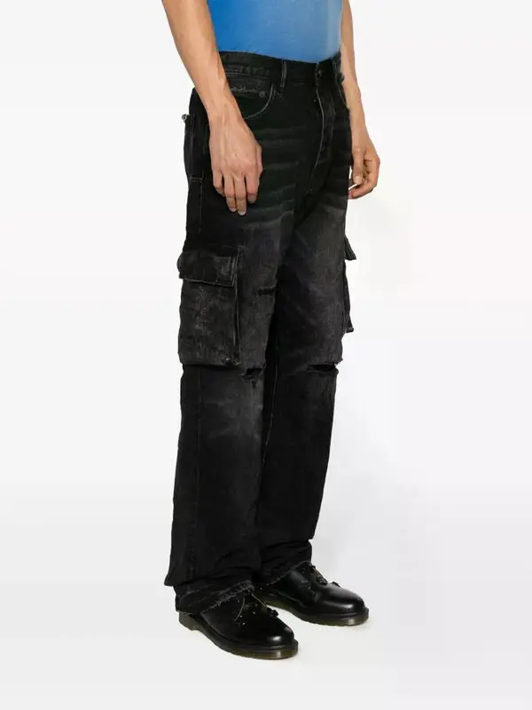 PURPLE BRAND Distressed Straight-leg Cargo Jeans
