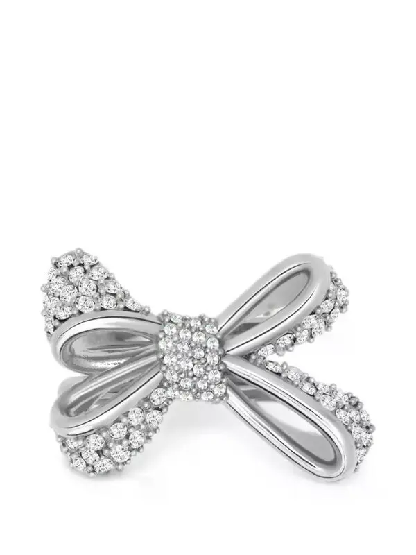 Oscar De La Renta Bow Crystal-embellished Ring - Silver