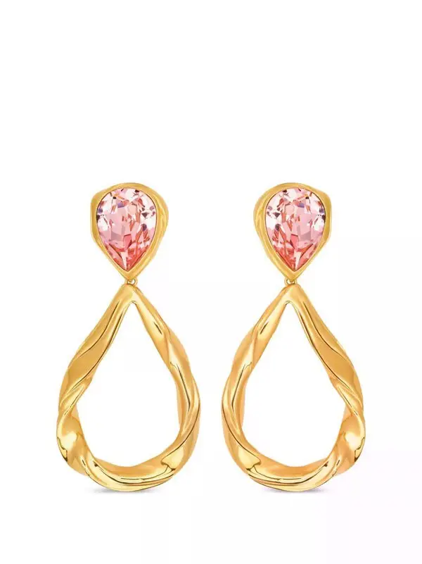 Oscar De La Renta Twisted Loop Crystal Clip-on Earrings - Gold