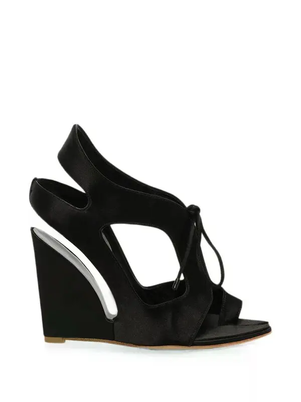 Balenciaga Lace-up Wedged Sandals - Black