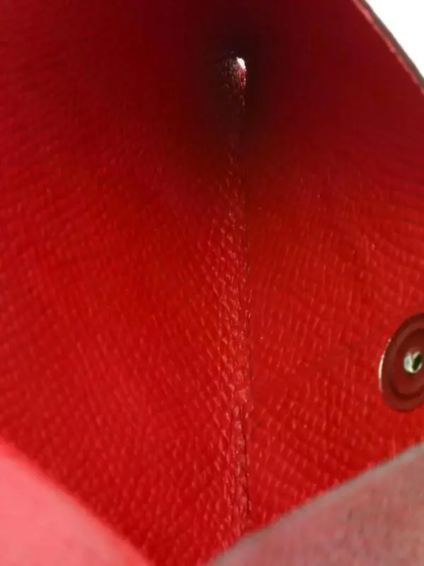 Hermès 2010s Calvi Epsom Leather Coin Purse - Red