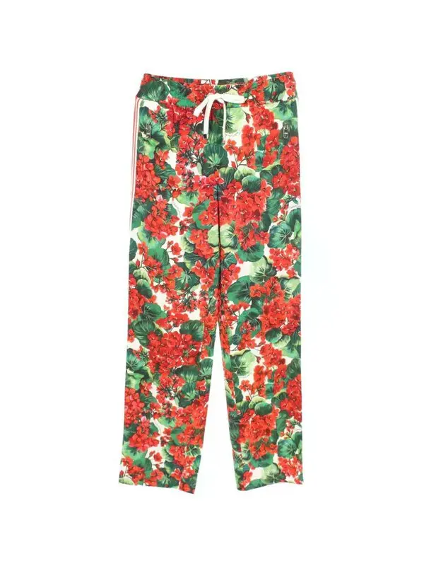 Dolce & Gabbana 2010s Floral-print Side-stripe Trousers - Red