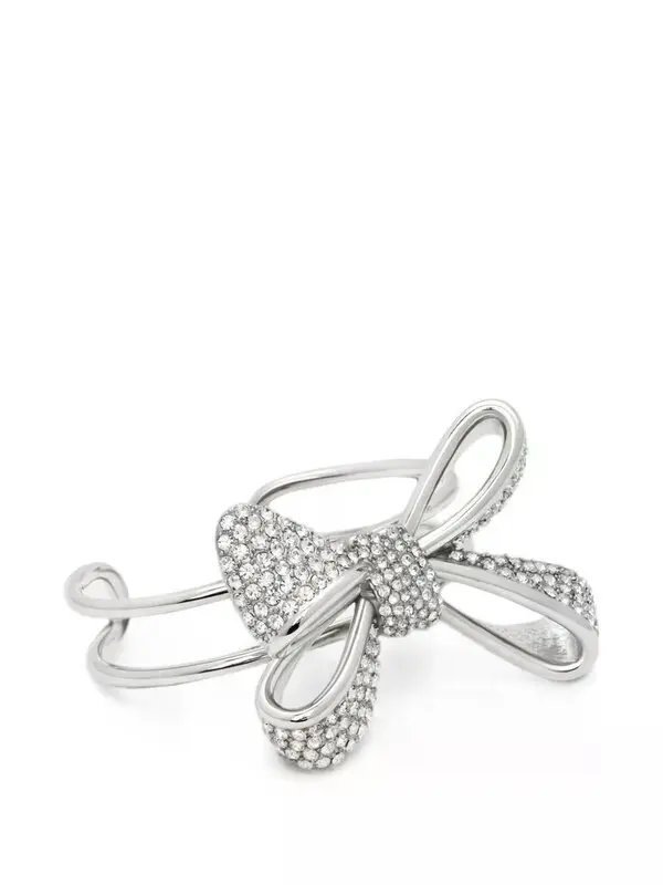 Oscar De La Renta Bow Crystal Cuff Bracelet - Silver