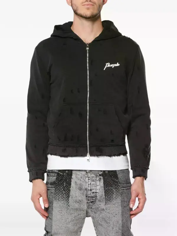 PURPLE BRAND Distressed Hoodie - Black