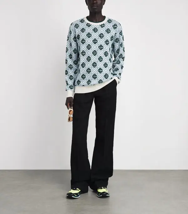 Casablanca Wool Monogram Crew Neck Sweater - Blue