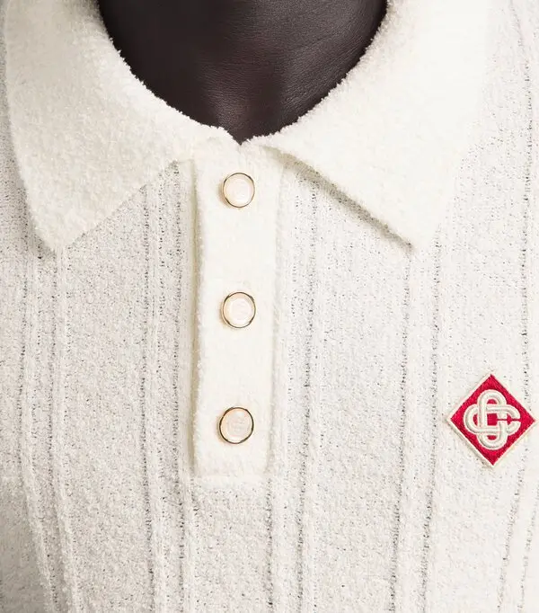 Casablanca Boucle Long-sleeve Polo Sweater