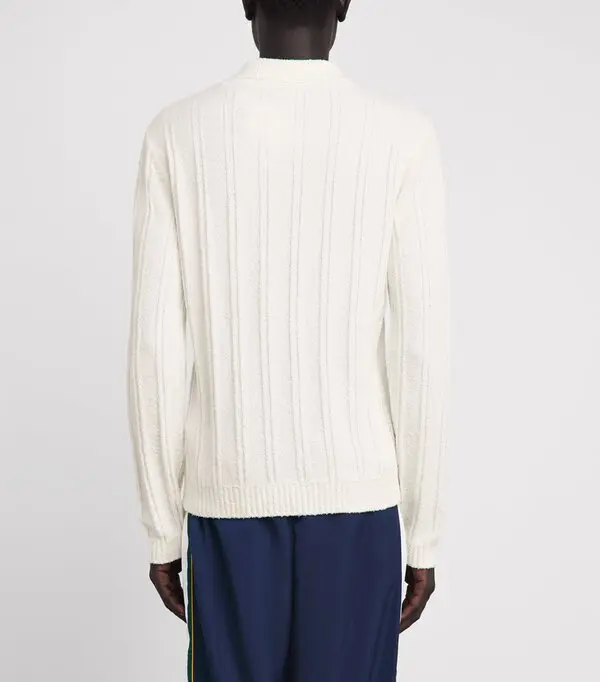 Casablanca Boucle Long-sleeve Polo Sweater