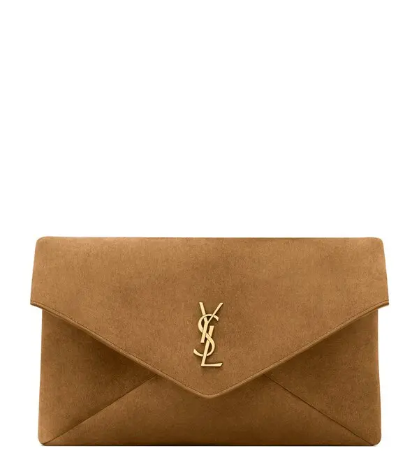 Saint Laurent Large Cassandre Envelope Pouch - Beige