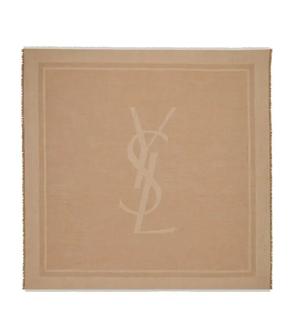 Saint Laurent Cashmere-silk Cassandre Scarf - Brown
