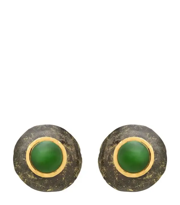 Saint Laurent Ceramic And Cabochon Earrings - Black
