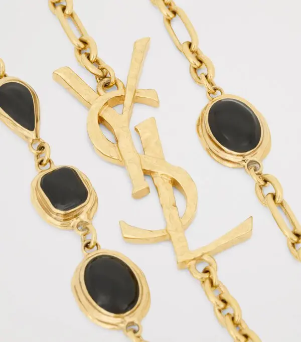 Saint Laurent Enamelled Cabochon Cassandre Chain Necklace