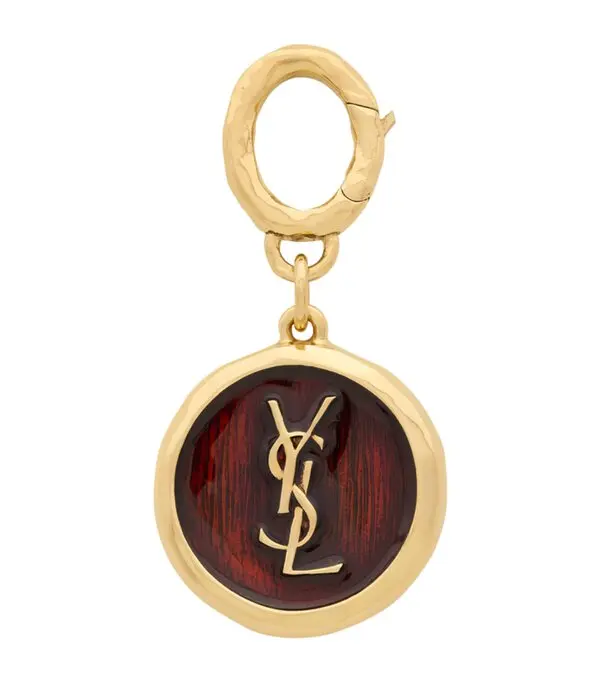 Saint Laurent Enamelled Cassandre Medallion Charm - Orange