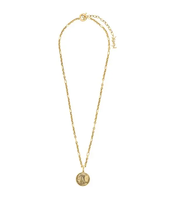 Saint Laurent Cassandre Medallion Necklace - Yellow