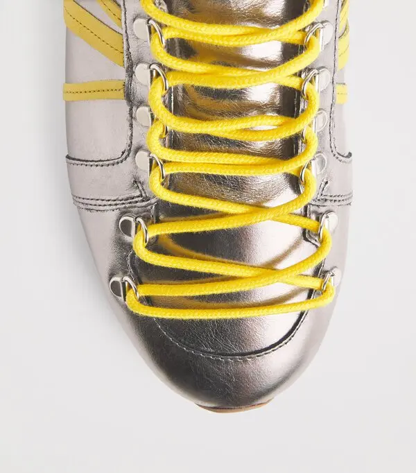 Claudie Pierlot Metallic Leather Swing Sneakers - Silver