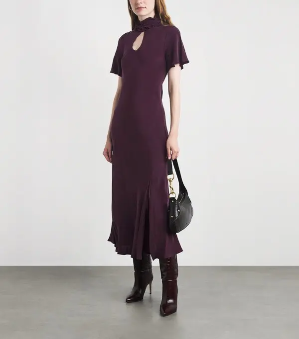 Claudie Pierlot Teardrop Detail Midi Dress - Purple