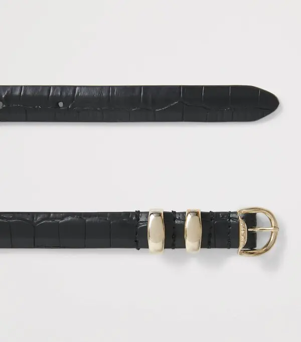 Sandro Croc-embossed Leather Buckle Belt