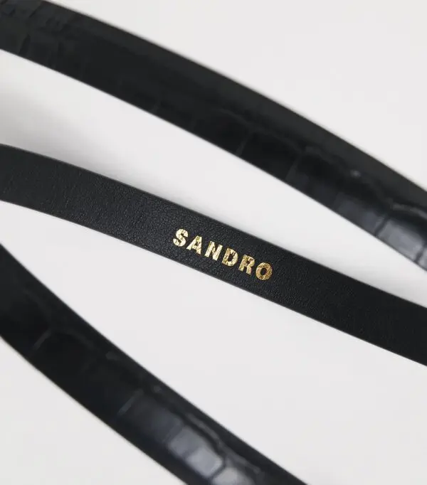 Sandro Croc-embossed Leather Buckle Belt