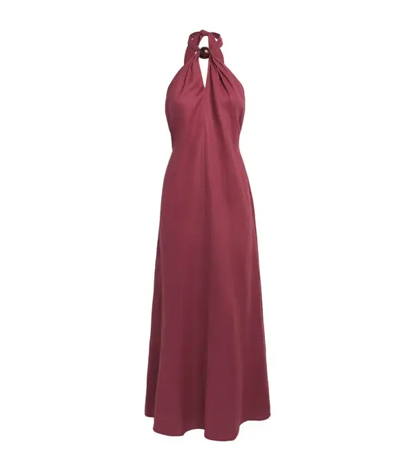 Faithfull The Brand Linen Halterneck Lourdes Maxi Dress - Pink