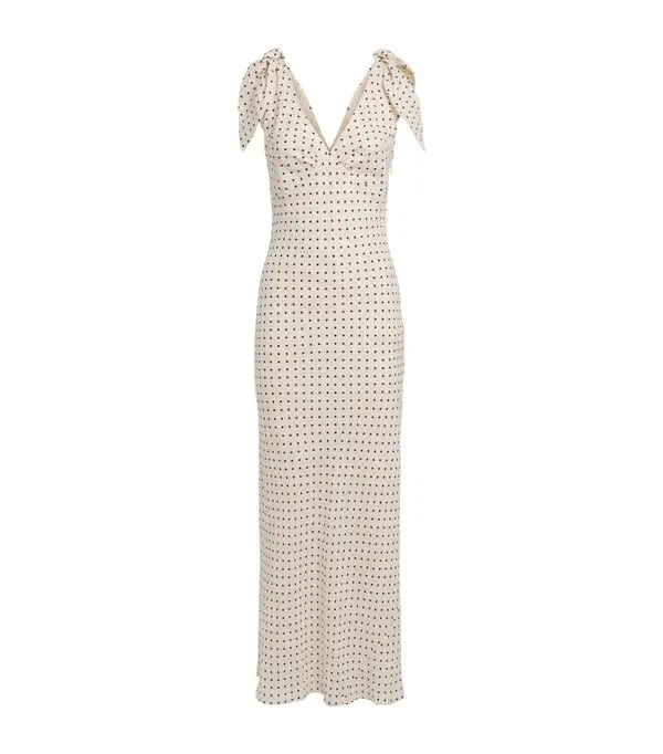 Faithfull The Brand Linen Polka-dot Solana Maxi Dress - White