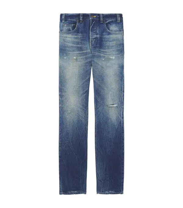 Alexander McQueen Distressed Slim Jeans - Blue