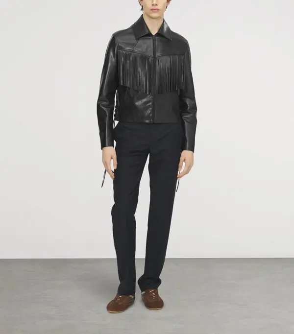 Alexander McQueen Leather Fringed Jacket