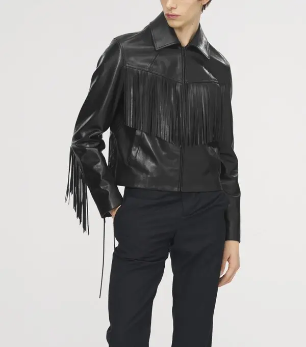 Alexander McQueen Leather Fringed Jacket