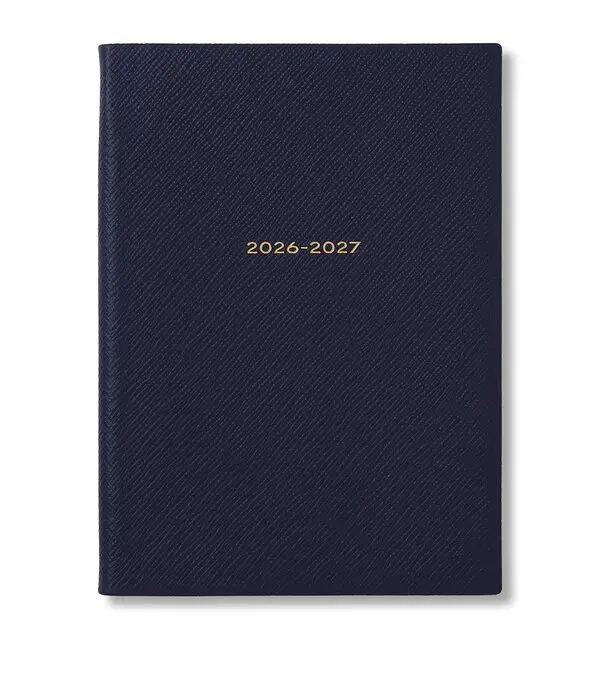 Smythson Leather Soho Weekly Diary 2026-2027 - Navy