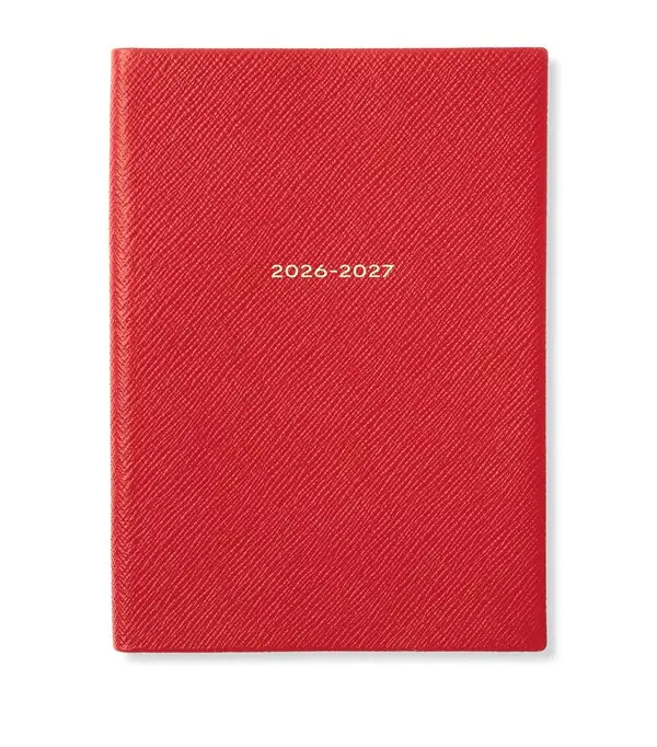 Smythson Leather Soho Weekly Diary 2026-2027 - Red