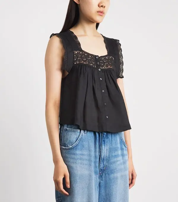 Citizens Of Humanity Ramie Mia Embroidered Blouse - Black