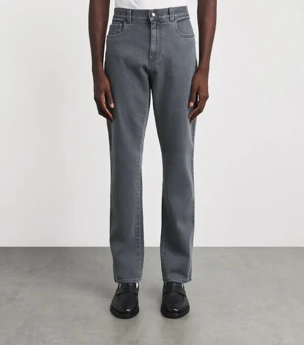 Canali Stretch-cotton-cashmere Straight Jeans