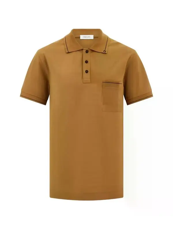 FERRAGAMO Piqué Chest-pocket Polo Shirt - Brown