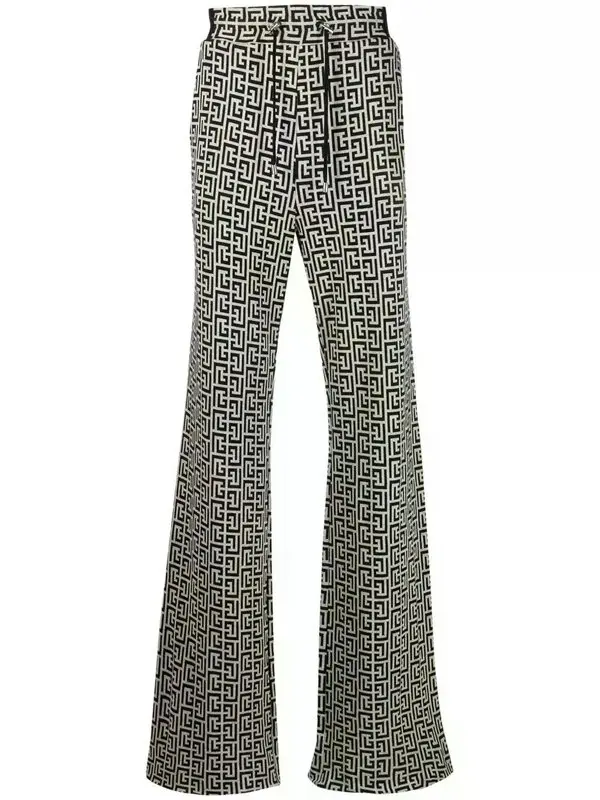 Balmain Monogram-motif Trousers - Neutrals