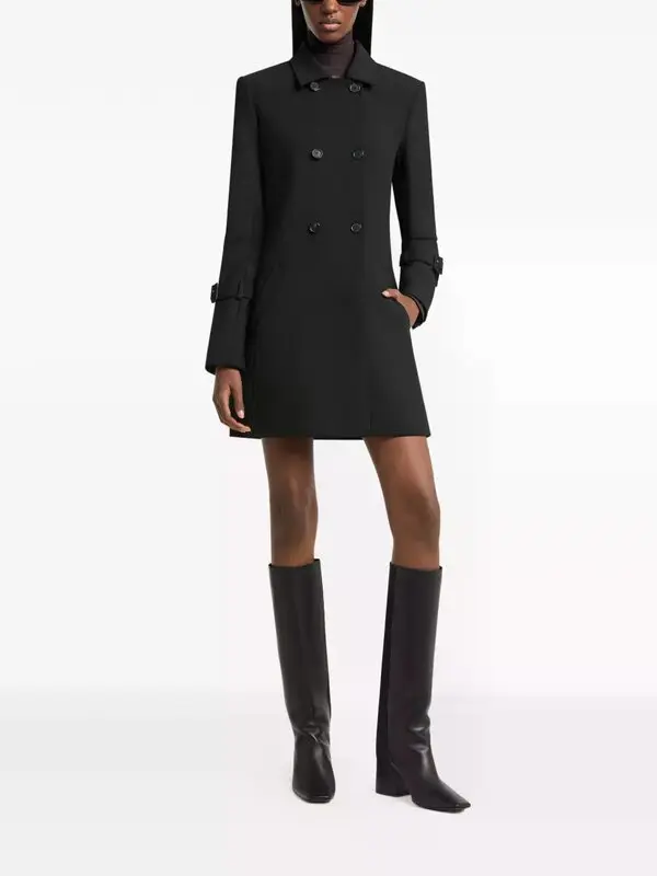 COURREGES Double-breasted Embroidered-logo Coat - Black