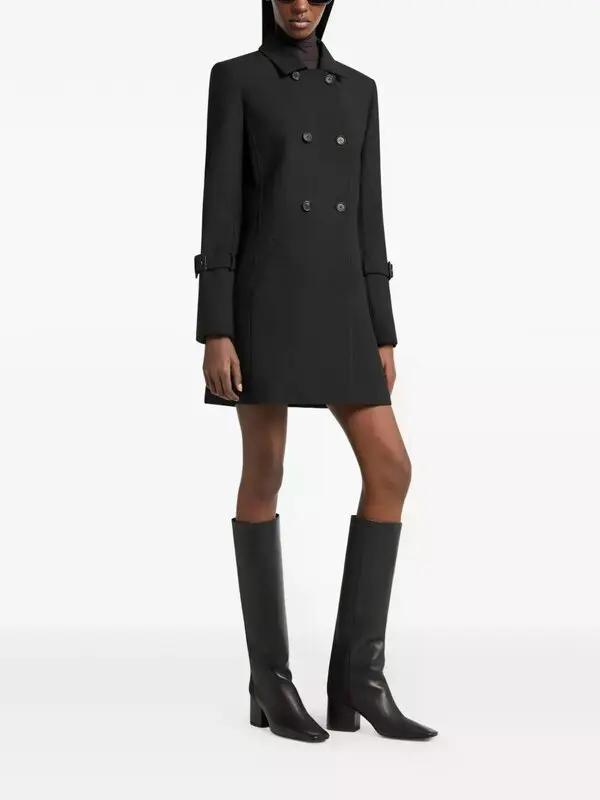 COURREGES Double-breasted Embroidered-logo Coat