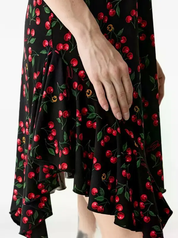 Guess Cherry-print Asymmetric-hem Mini Dress