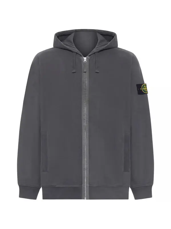 Stone Island Logo-patch Zip-up Hoodie - Grey