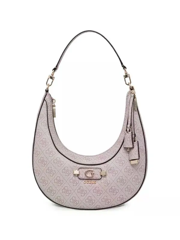 Guess Lindsey Monogram-print Curved Shoulder Bag - Pink