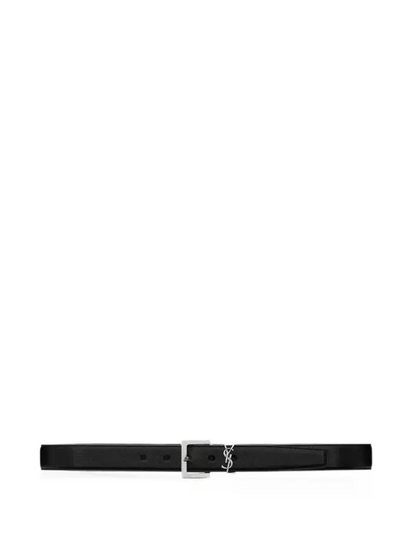 Saint Laurent Cassandre Leather Belt - Black