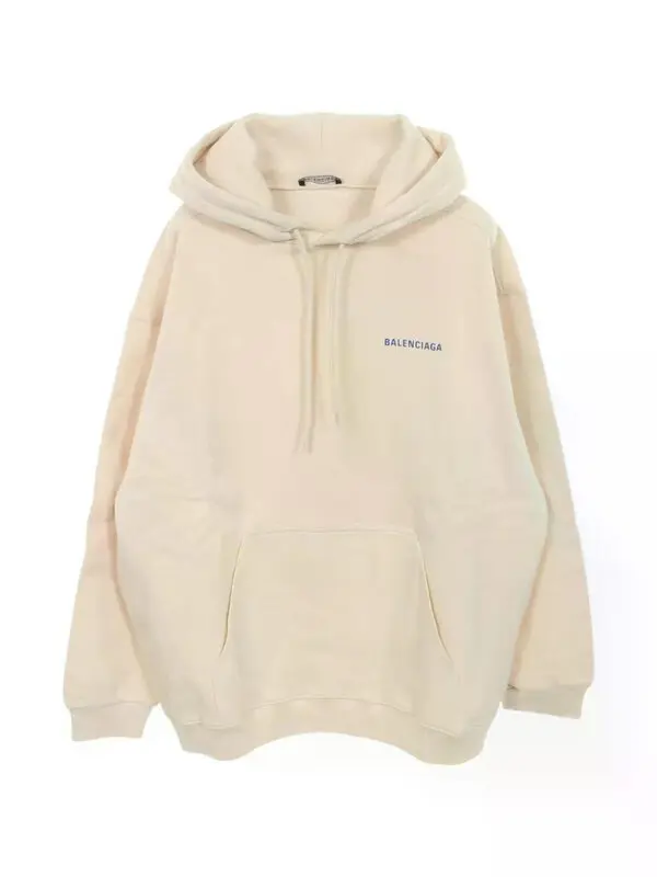 Balenciaga Medium Fit Logo Hoodie - Neutrals