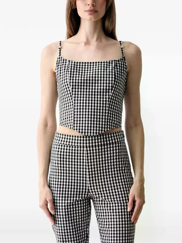 Guess Gingham-check Star-patch Top - Black