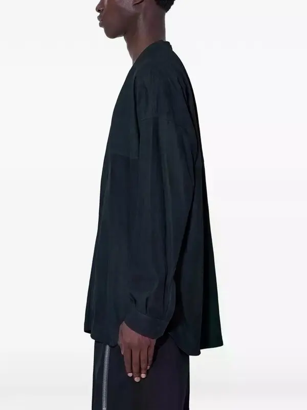 Rick Owens Lido Larry V-neck Leather Shirt