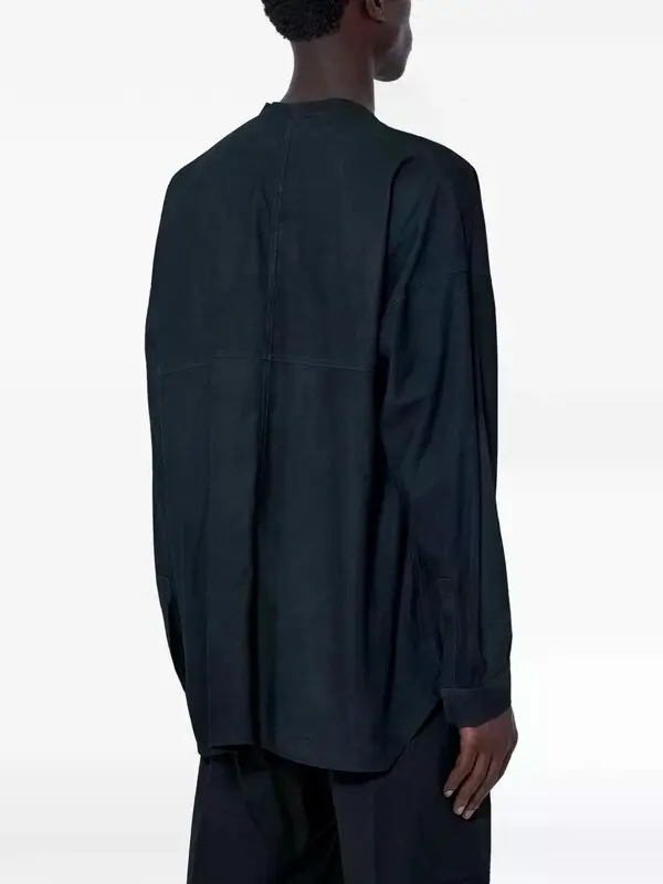 Rick Owens Lido Larry V-neck Leather Shirt