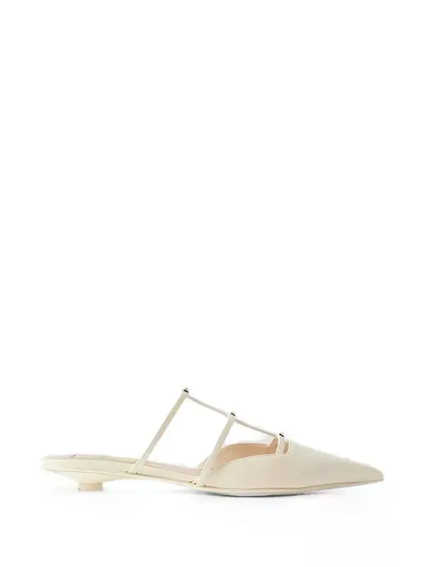 Valentino Garavani Rockstud Embellished Leather Mules - Neutrals