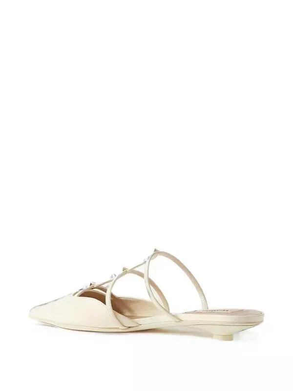 Valentino Garavani Rockstud Embellished Leather Mules - Neutrals