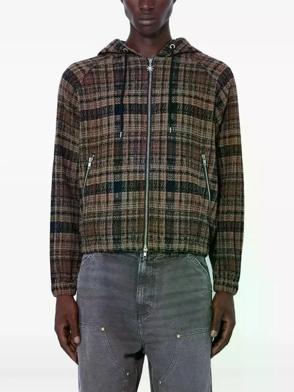 BOTT Checked Zip-up Hoodie - Brown