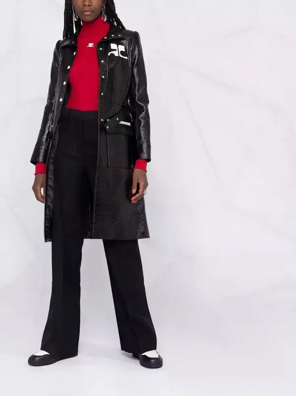 COURREGES Vinyl Logo Appliqué Trench Coat
