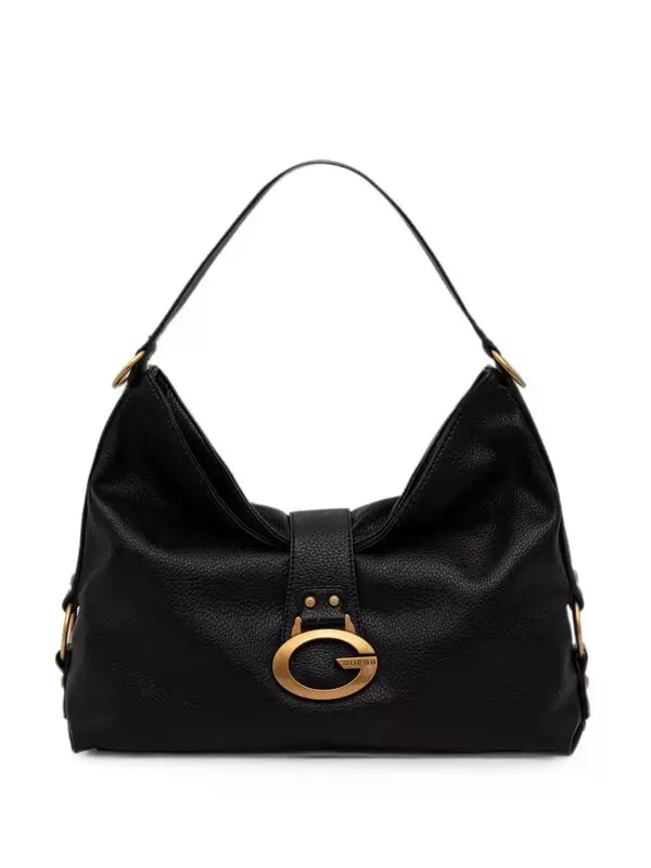 Guess Large Camden Logo-plaque Pebbled Shoulder Bag - Black