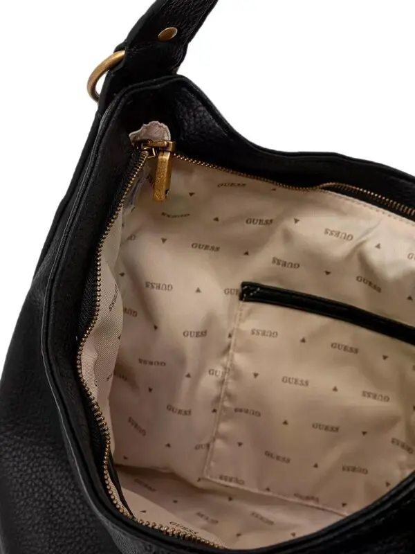Guess Large Camden Logo-plaque Pebbled Shoulder Bag - Black